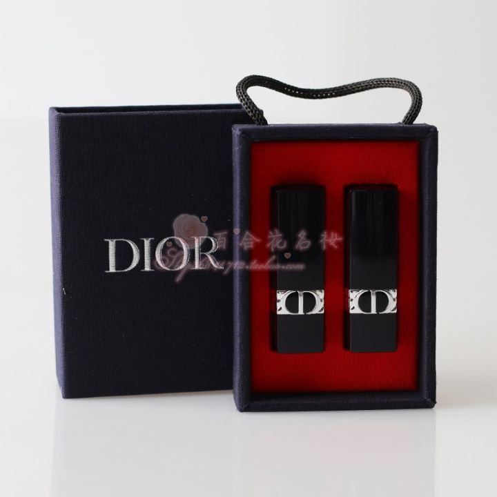 Dior Mini Flame Blue Gold Lipstick Sample Set Velvet 999 Lipstick 1.5g ...