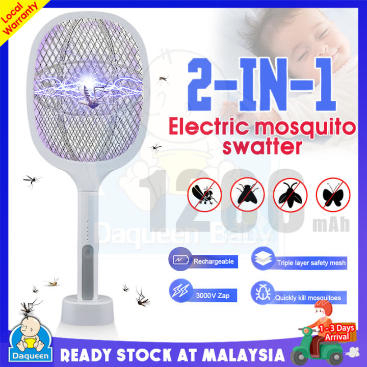 3 in 1 Electric Mosquito Racket Rechargeable Fly Swatter Home Mosquito ...