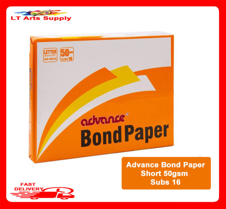 1 ream Advance bond paper Short 50gsm subs 16 500sheets | Lazada PH