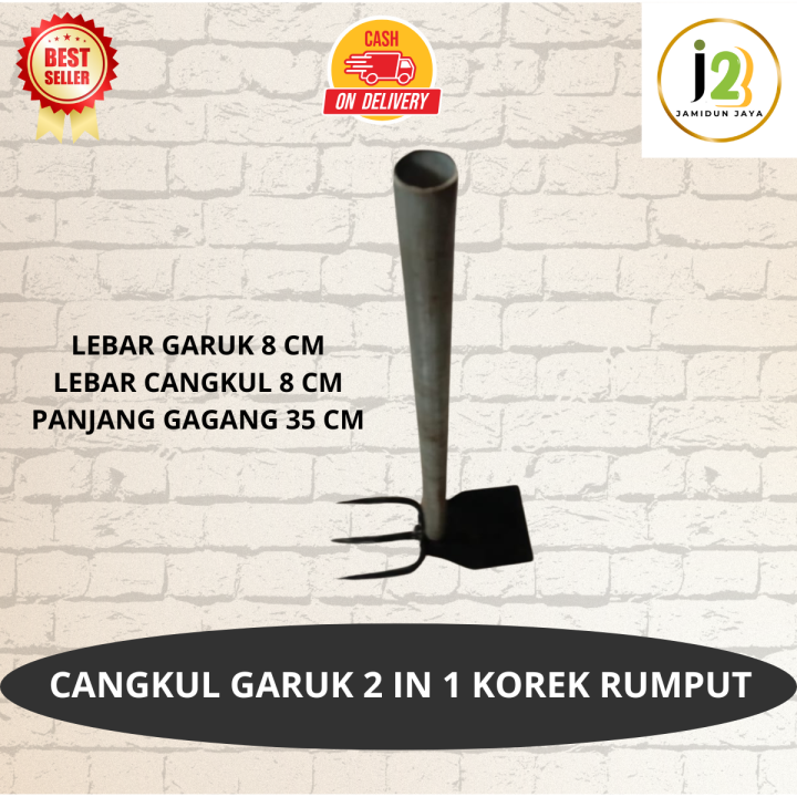 cangkul garuk 2in1 koret rumput pacul mini garuk mini gagang besi ...