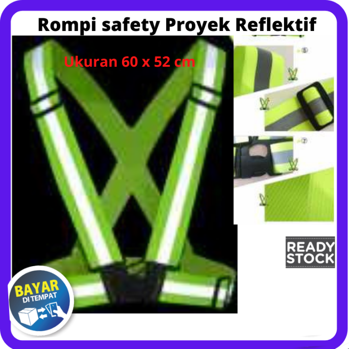 Marege Rompi safety Proyek ukuran 60 x 52 cm Reflektif / Rompi Kerja ...