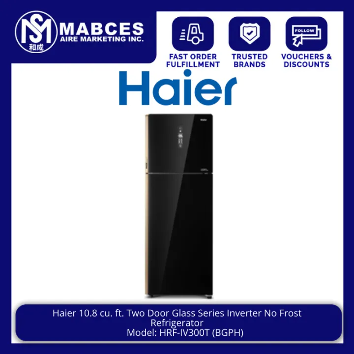 Haier 10.8 cu. ft. Two Door Glass Series Inverter No Frost Refrigerator ...