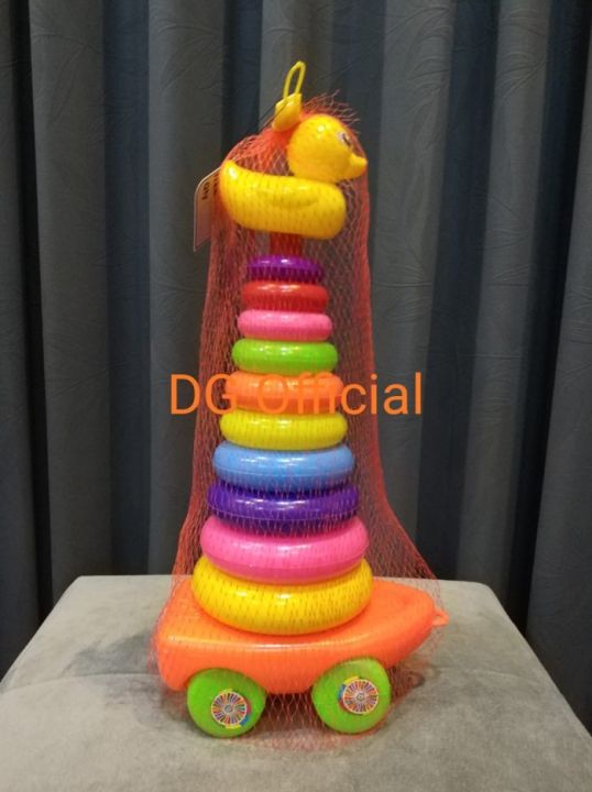Mainan Edukasi Anak Ring Donat Susun Roda Normal Jumbo Plus Bebek SNI ...