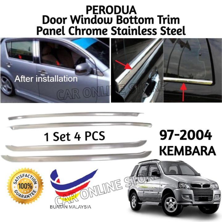 Perodua Kembara 4PCS Door Window Trim Panel Chrome Stainless Steel | Lazada