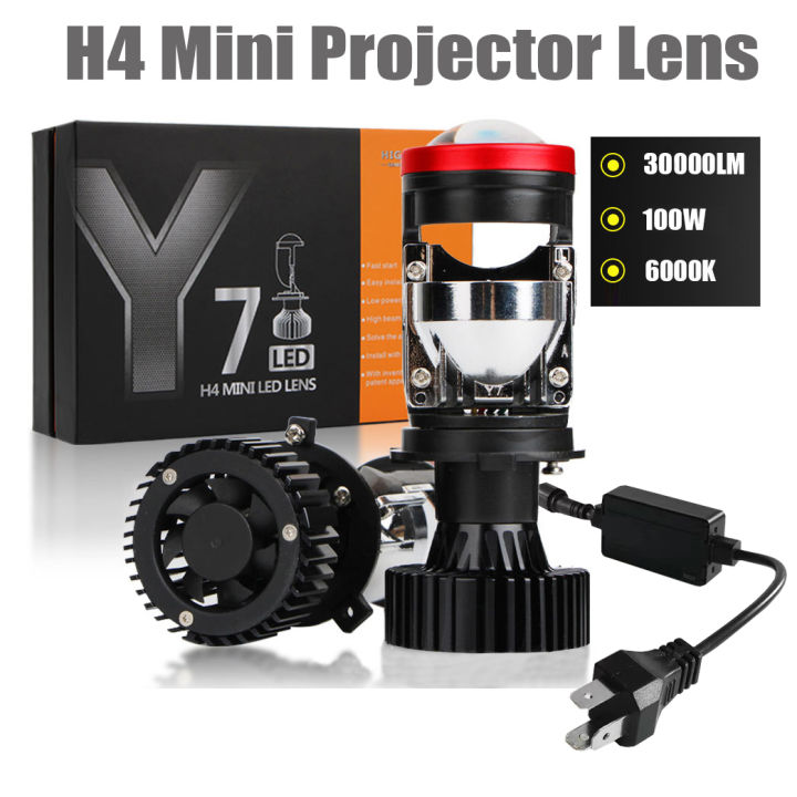 2PCS Lampu Mobil Motor Y7D LED H4 Mini Projector Projie Super Bright ...