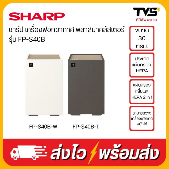 SHARP เครื่องฟอกอากาศ พลาสม่าคลัสเตอร์ ขนาด 30 ตรม. รุ่น FP-S40B-T FP ...