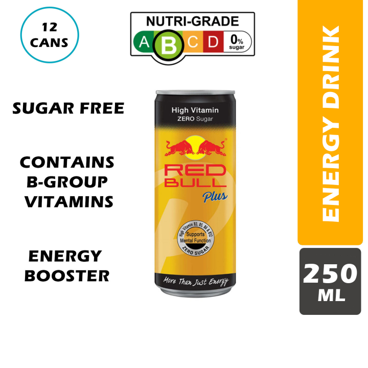 Red Bull Plus Zero Sugar Vitamin Energy Drink 12 Cans - Stay Sharper ...