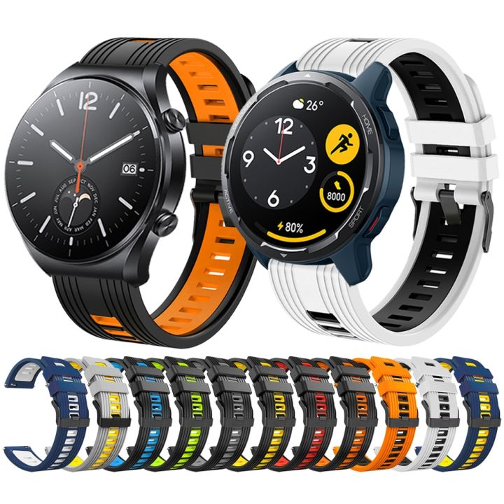 สายยางสีคู่สำหรับ Xiaomi Watch S1 Active Mi Watch สี2สายรัดซิลิโคน