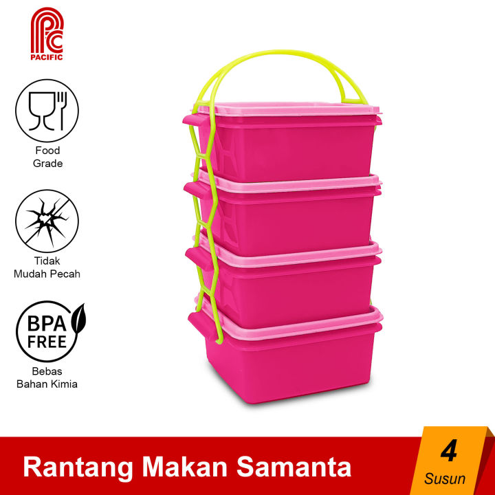 PACIFIC Rantang Samanta Plastik Food Grade 4 Susun Tempat Makan Bekal ...