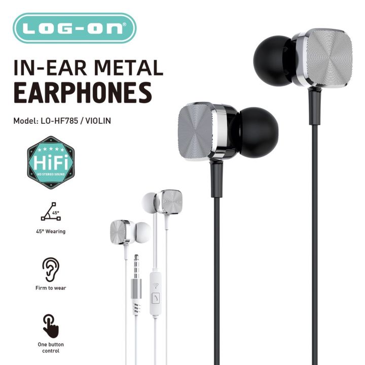 ( LOG-ON)- LOG ON HEADSET METAL HIFI LO-HF785 VIOLIN IN EAR EARPHONES ...