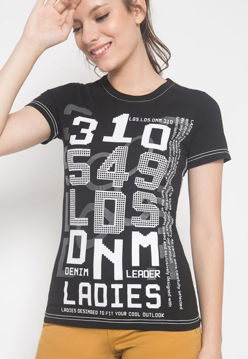 LGS-kaus perempuan-screen printing figure-Black-slim fit. Ref: LTS.555 ...