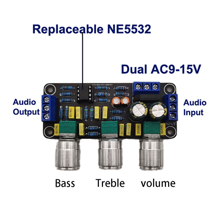 HIFI NE5532 Tone Treble Bass Preamplifier Board Audio Amprifier Equalizer Preamp Tone Control ...