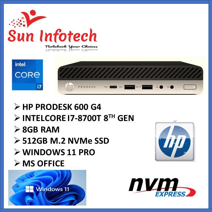 HP Mini PC Prodesk 600 G4 intel i7-8th Gen 6 core 8GB RAM 512GB Nvme ...