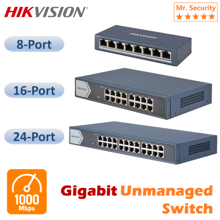 HIKVISION Gigabit Unmanaged Switch Gigabit RJ45 Metal Housing NO POE [8 ...