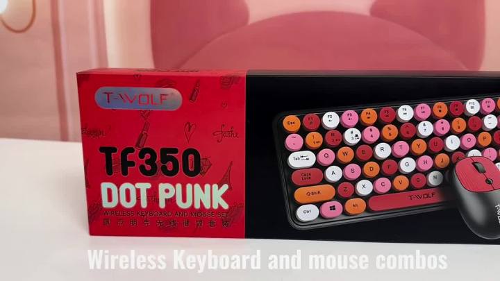 T-WOLF Thunder Wolf TF350 Wireless Keyboard and Mouse Set Girls Color ...