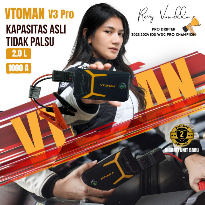 Vtoman V3 Pro 6000mAh Jump Starter Dengan Tombol Boost Jumper Aki Mobil ...