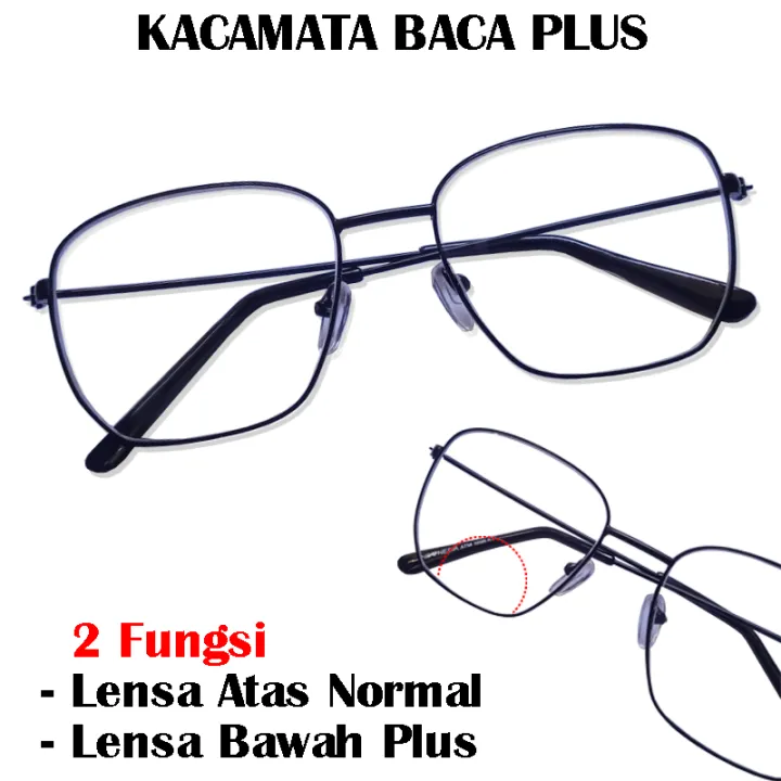 KACAMATA BACA JALAN BIFOCAL DUA FUNGSI FRAME STAINLESS STEEL 2 FUNGSI ...