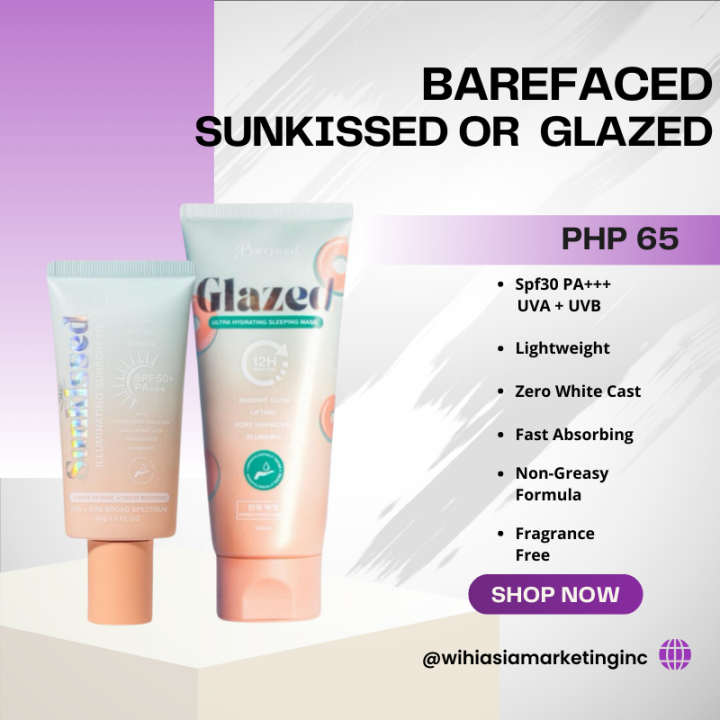 Barefaced Sunkissed Illuminating Sunscreen Sunblock Cream Glazed Ultra ...