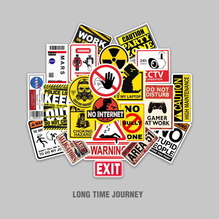 Stiker pack Warning 23pcs Stiker untuk Hp Laptop Tumler Helm Koper ...
