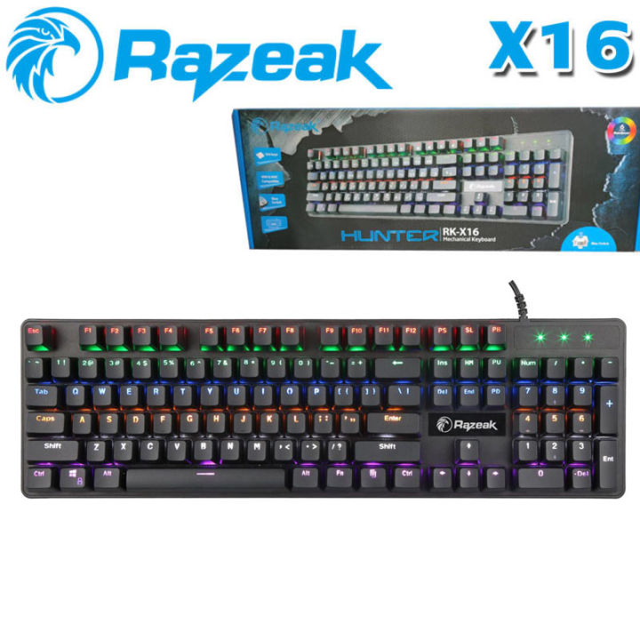 Razeak RK-X16 คีย์บอร์ด สำหรับเกม Blue Switch Metal Mechanical Gaming ...