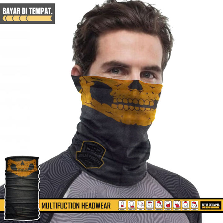 Masker buff tanpa sambungan spesial untuk pengendara motor hiking ...