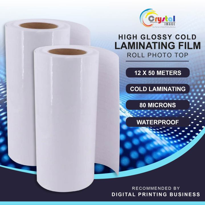 Yasen Photo Top Laminating Film Roll 12 Inches x 50m Glossy Cold Laminating Film 80 Microns ...