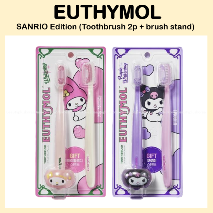 [Euthymol] Toothbrush 2p+stand Sanrio Mymelody Kuromi edition | Lazada
