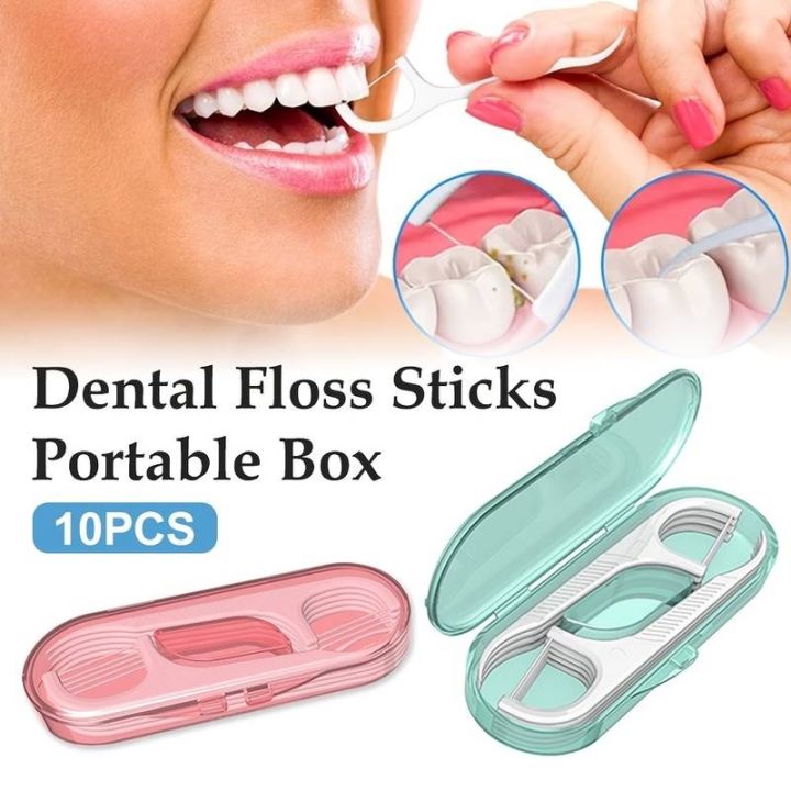 10 Pcs/Box Portable Floss Picks Disposable Dental Floss Picks Dental ...