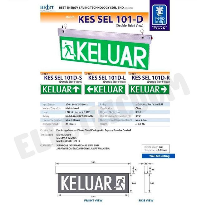 KELIP KES SEL 101-D Flashing Recessed/Hanging DOUBLE SIDED LED Keluar ...