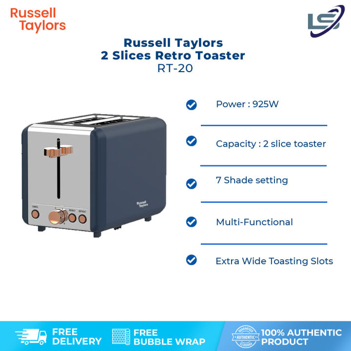 Russell Taylors 2 Slices Retro Toaster RT-20 | Stainless Steel | 6 ...