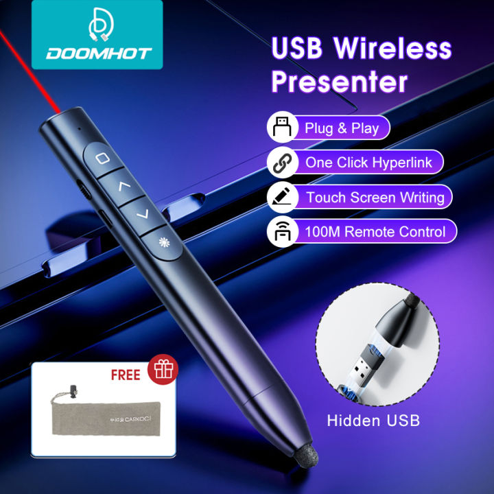 DoomHot Wireless Presenter Remote Control Page Turning Pen Laser ...