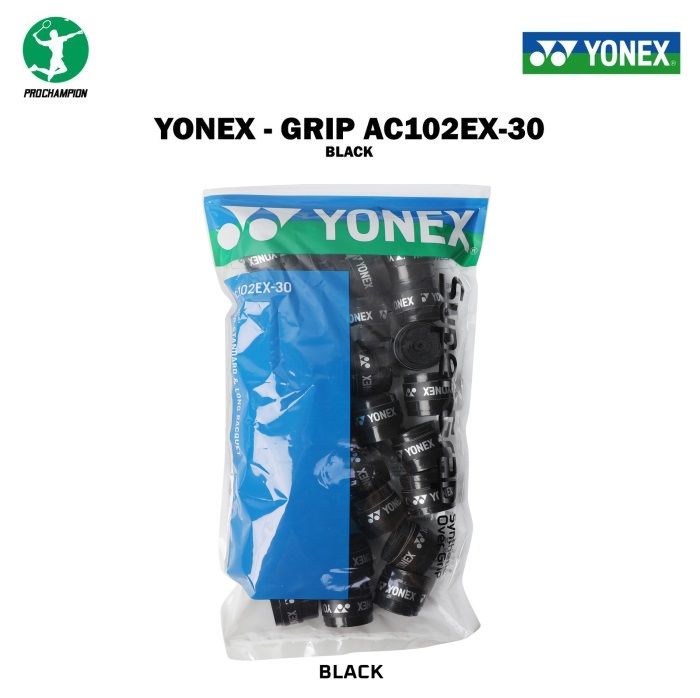 Grip Raket Badminton Tenis AC 102 EX AC102EX Super Grap 30 in 1 Hitam ...