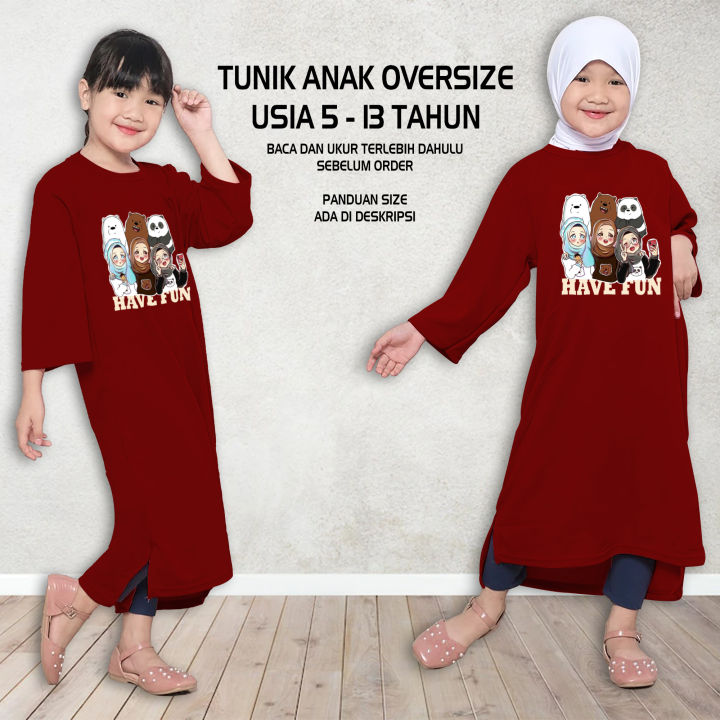 Oura - Tunik Anak Oversize Usia 5-13 Tahun Hj Panda Tunik Anak Midi ...