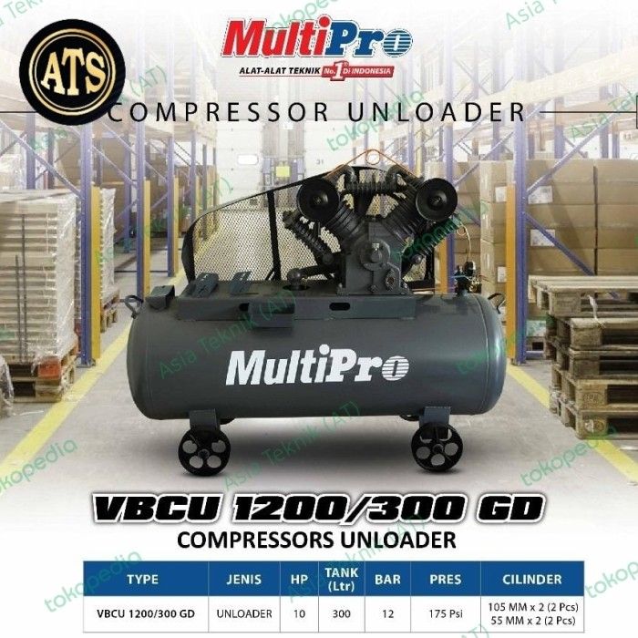 Kompresor angin 10 hp kosongan Multipro VBCU 1200/300 Original | Lazada ...