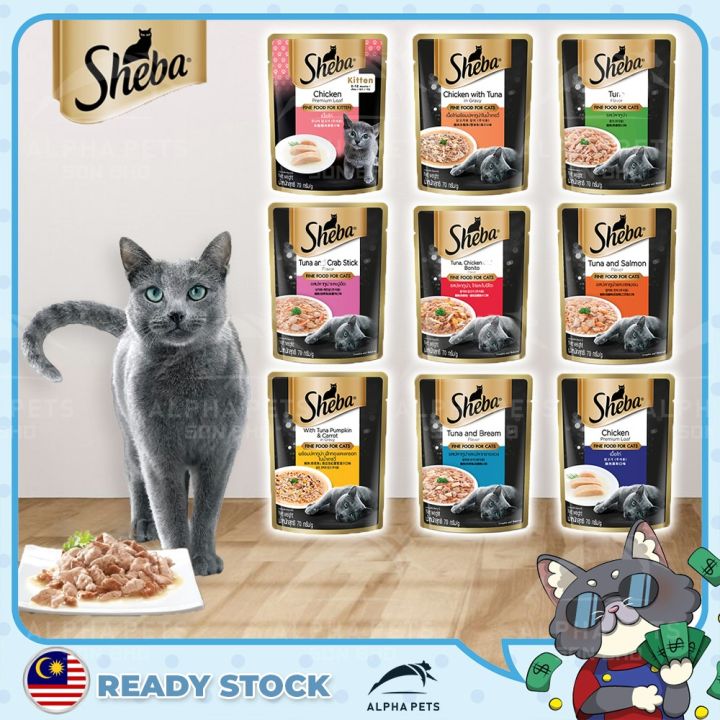 ALPHA PETS Malaysia 70g SHEBA Cat Wet Food Pouch Snack Kitten Adult Chicken Tuna Salmon Protein ...