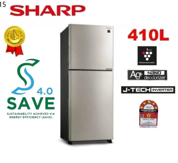 SEDA NUR PETRA Sharp SJ4122MSS 410L 2 Door Fridge J-Tech Inverter ...