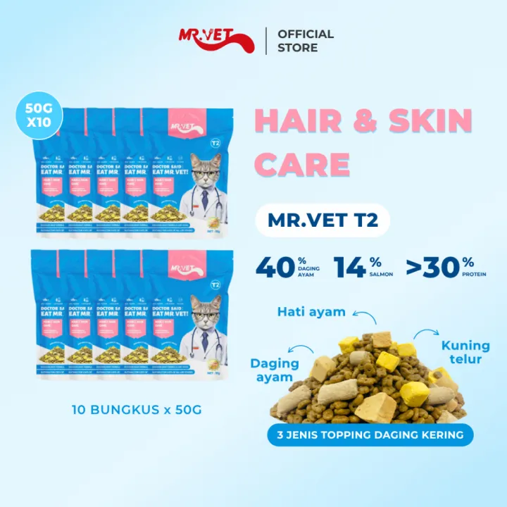 MR.VET Cat Food T2 Combo 10 Packs 50G Omega-3 for Hair & Skin ...