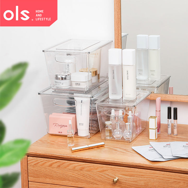 OLS Transparent Cosmetics Organizer Makeup Condiments Food Pantry Bins ...