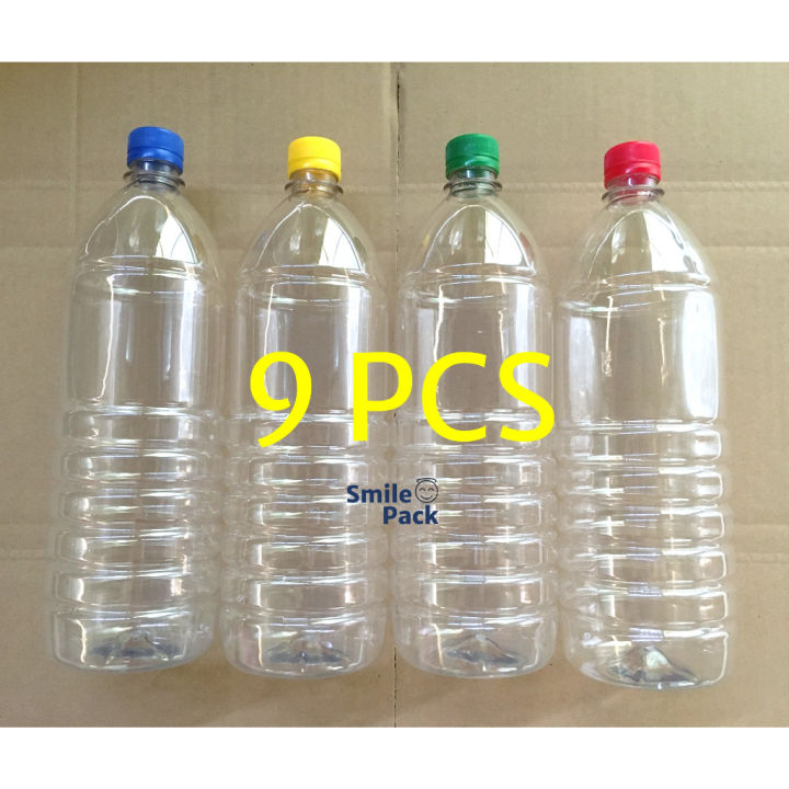 PET Plastic Bottle with COLOR Caps 1.5 liter 9 pcs - 1.5L or 1500 ml ...