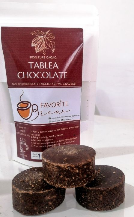 Tablea/Tableya Chocolate Pack of 3 Tablets (60grams) 100% Pure Cocoa ...