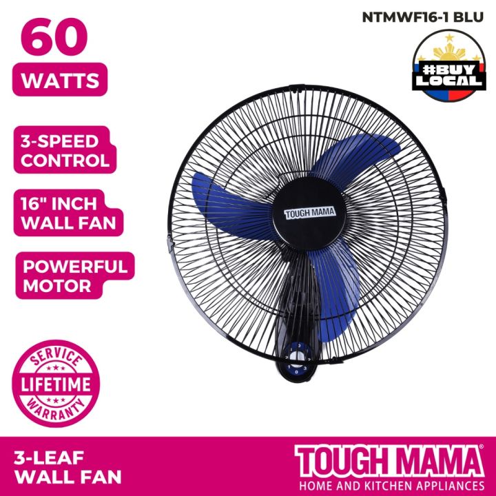 Tough Mama NTMWF16-1 BLUE Wall Fan 16" Electric Fan Powerful Motor ...