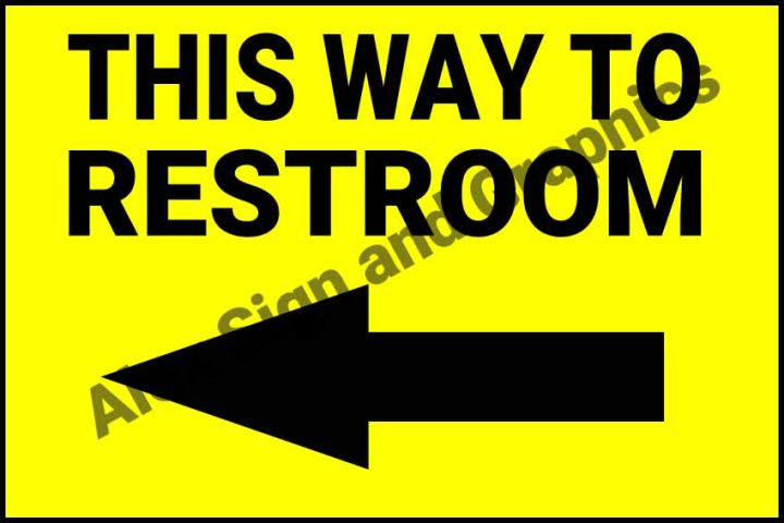 This Way to Restroom (Pointing Left) PVC Signage - A4 Size (7.5 x 11.25 ...
