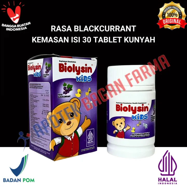 BIOLYSIN KIDS MULTIVITAMIN RASA BLACKCURRANT ISI 30 TABLET KUNYAH ...