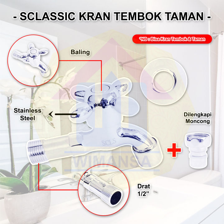 STAR CLASSIC KRAN TEMBOK TAMAN BALING SILVER 1/2 INCH | Lazada Indonesia