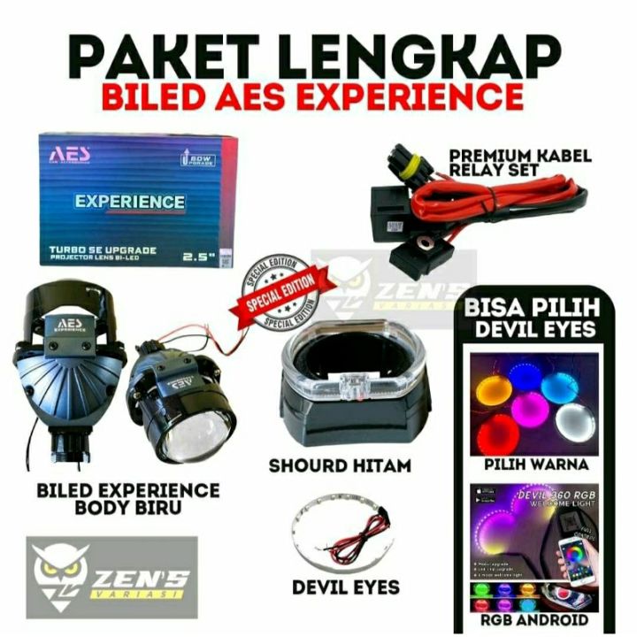PAKET HEMAT COMBO BILED AES TURBO EXPERIENCE 2,5 inch TERBARU 60 WATT ...