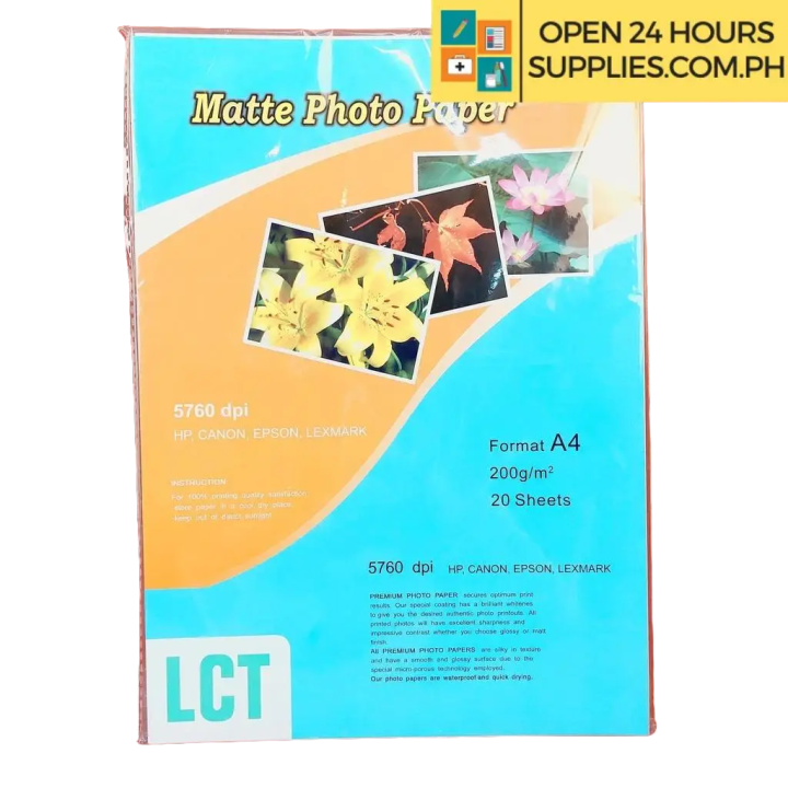 Photo Paper (LCT) Matte Photo Paper A4 200 gsm 20 sheets | Lazada PH