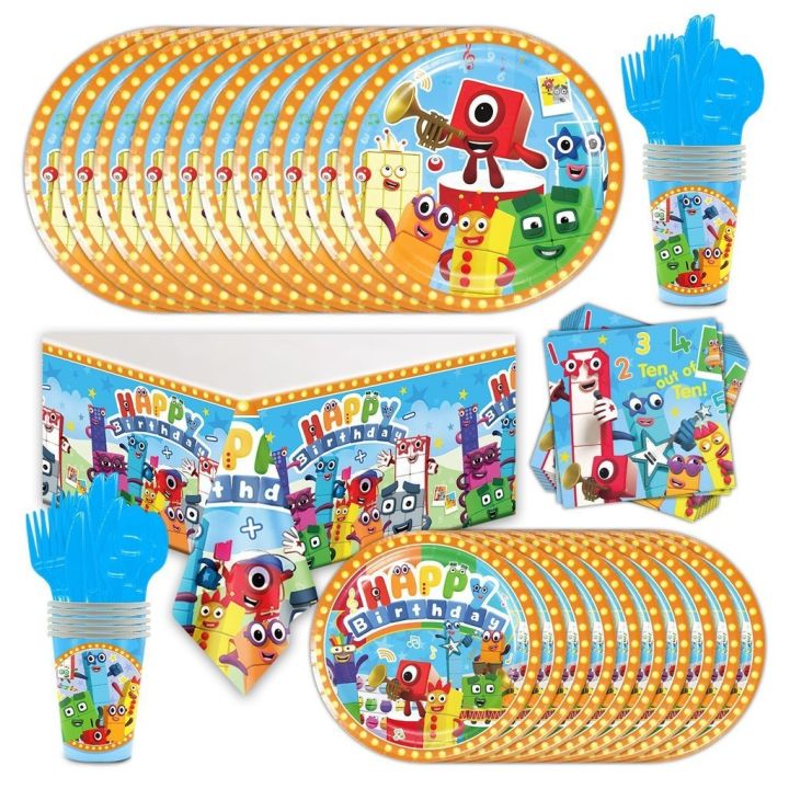 Numberblocks Happy Birthday Party Supplies Paper Plates Cups Napkins ...