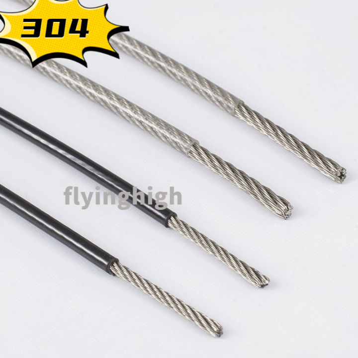 Black Coated PVC SUS 304 Stainless Steel Wire rope fishing Rope | Lazada