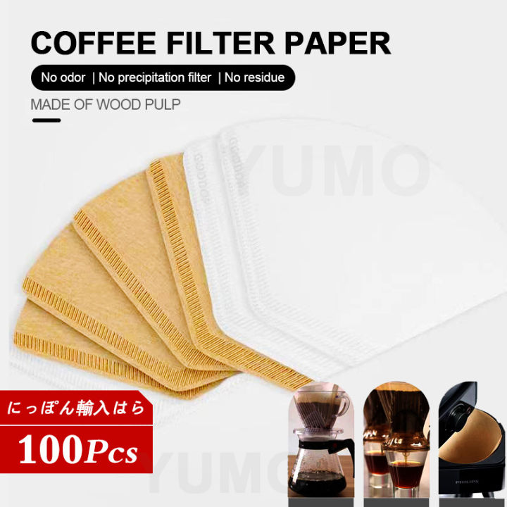 100PCS Japanese Coffee Paper Filters Coffeefilter No Residue Hand ...