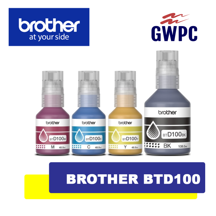 Brother BTD100 Genuine Ink bottle Black Cyan Magenta Yellow ink for ...